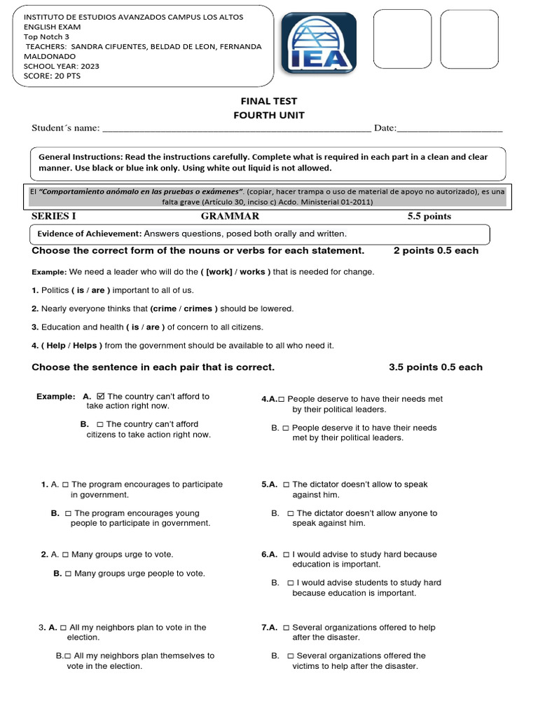 English Exam for Students | PDF | Career & Growth | Social Science