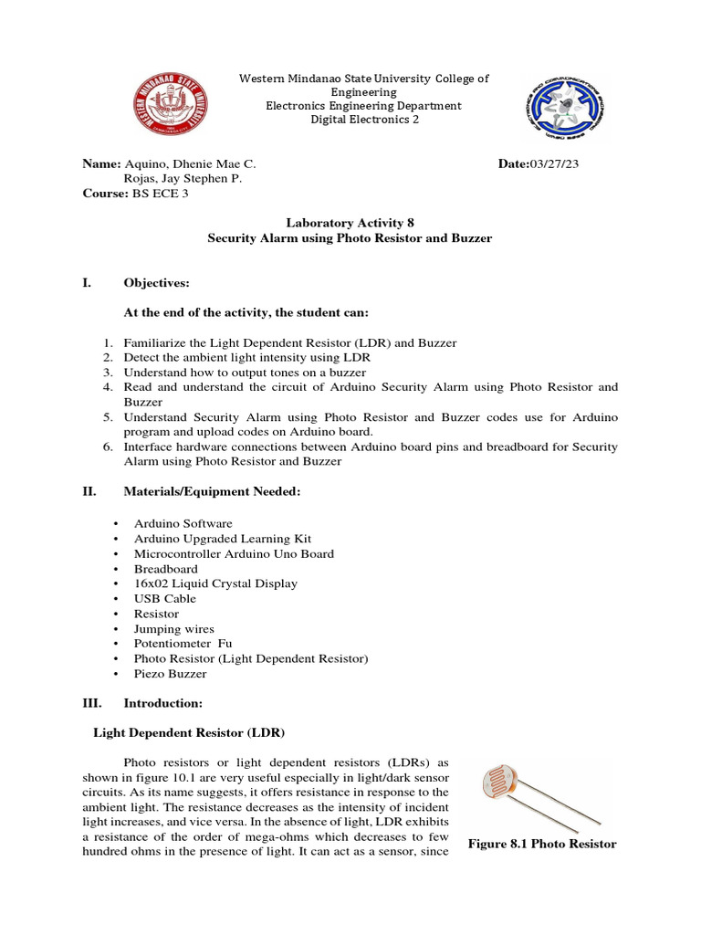 Security Alarm - LDR Buzzer | PDF
