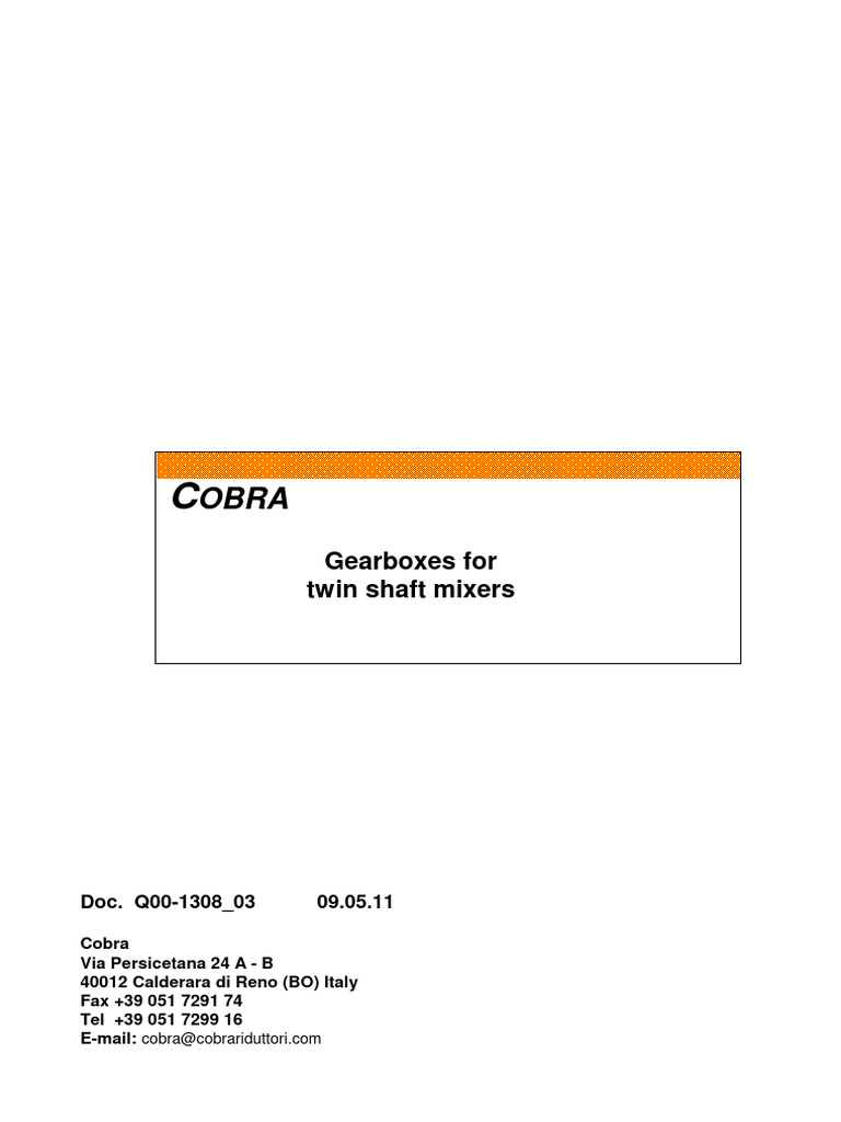 Cobra Reduktor | PDF | Gear | Belt (Mechanical)