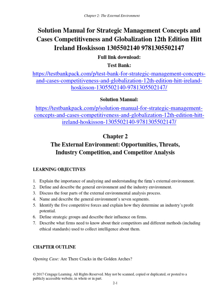 Solution Manual For Strategic Management Concepts and Cases ...