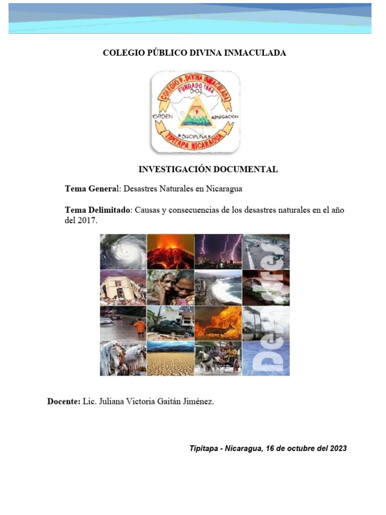 INVESTIGACION DOCUMENTAL 2023 Desastres Naturales | PDF