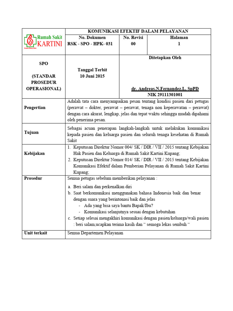 Spo Komunikasi Efektif Dalam Pelayanan | PDF