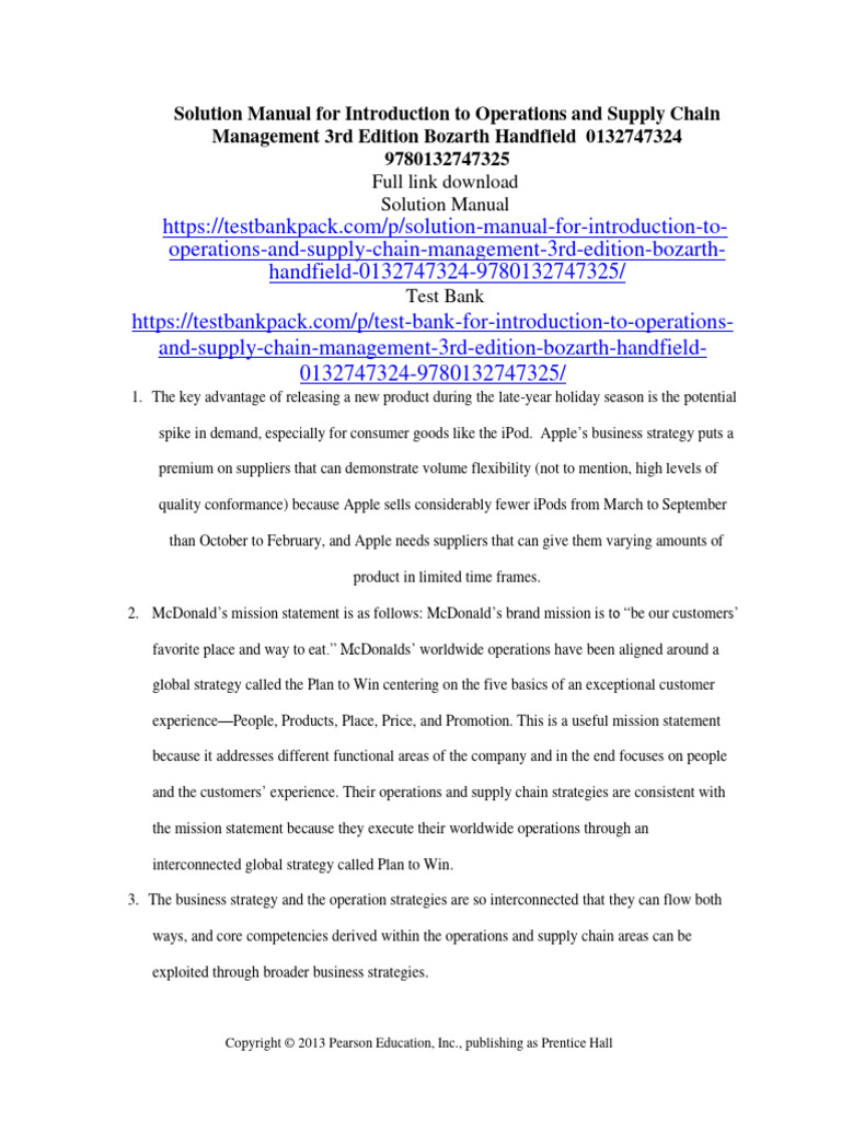 Solution Manual Introduction To Operations and Supply Chain Management ... Solution Manual Introduction To Operations and Supply Chain Management ...