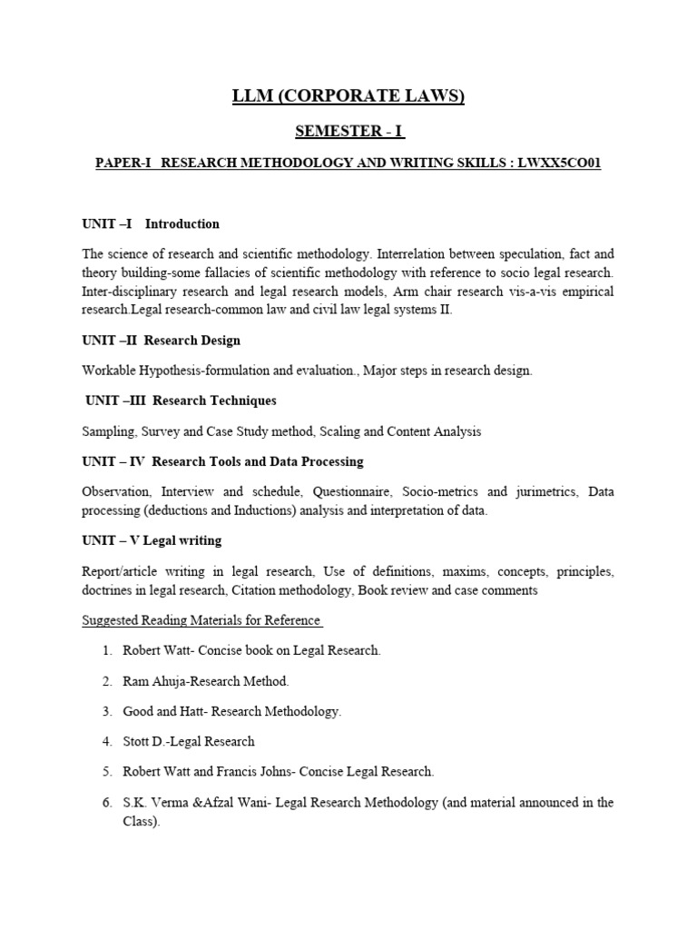LLM Corporate Law Curriculum | PDF