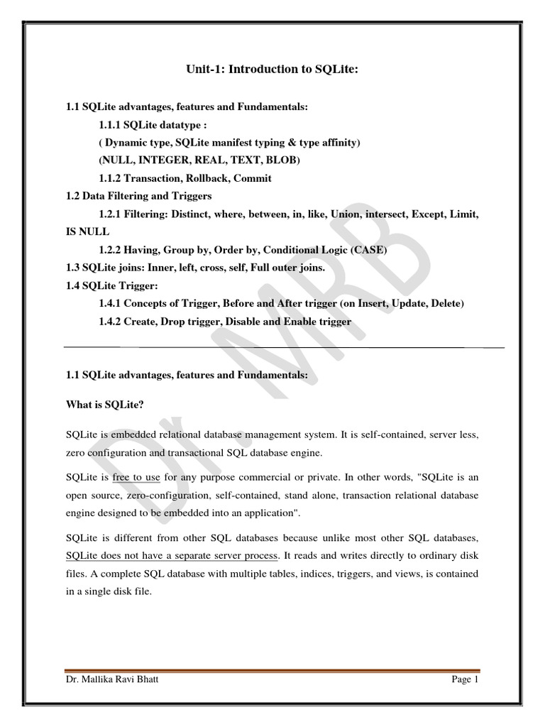 DB Python Unit 1 & 2 | PDF