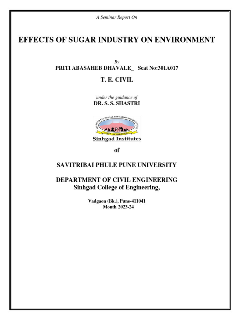 Effects of Sugar Industry On Environment | PDF | Wellness | Science ...