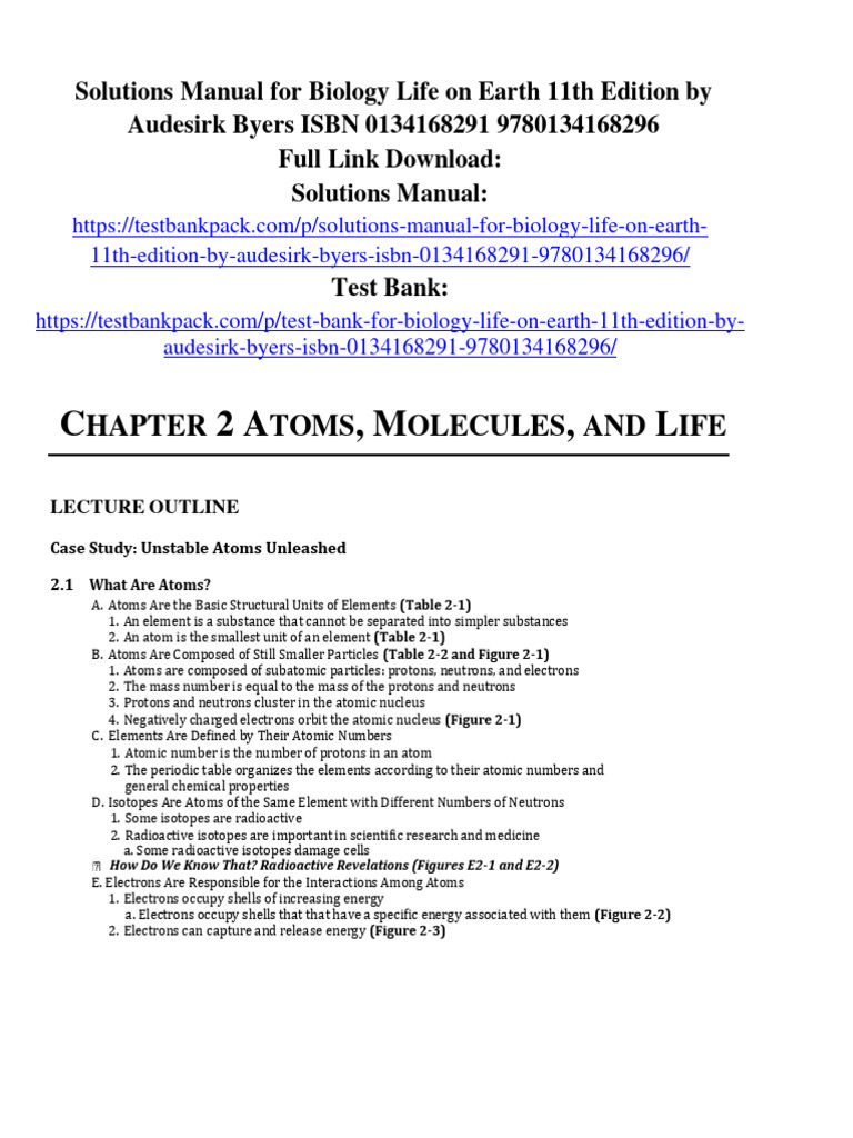 Solutions Manual for Biology 11th Edition | PDF