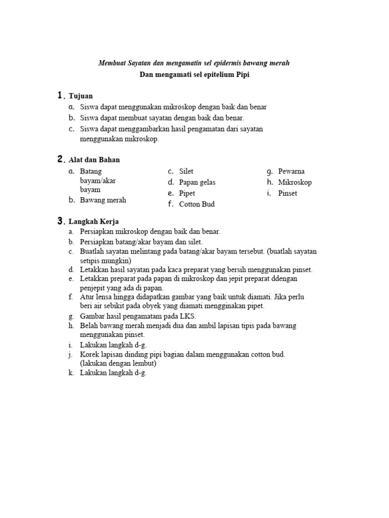 LKPD Pengamatan Preparat Pada Mikroskop | PDF