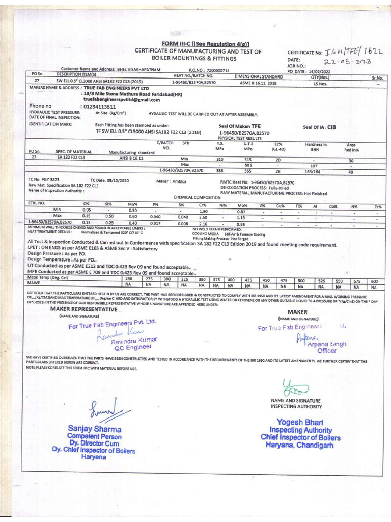 IBR Certificate For PO Sr. No. 27 | PDF