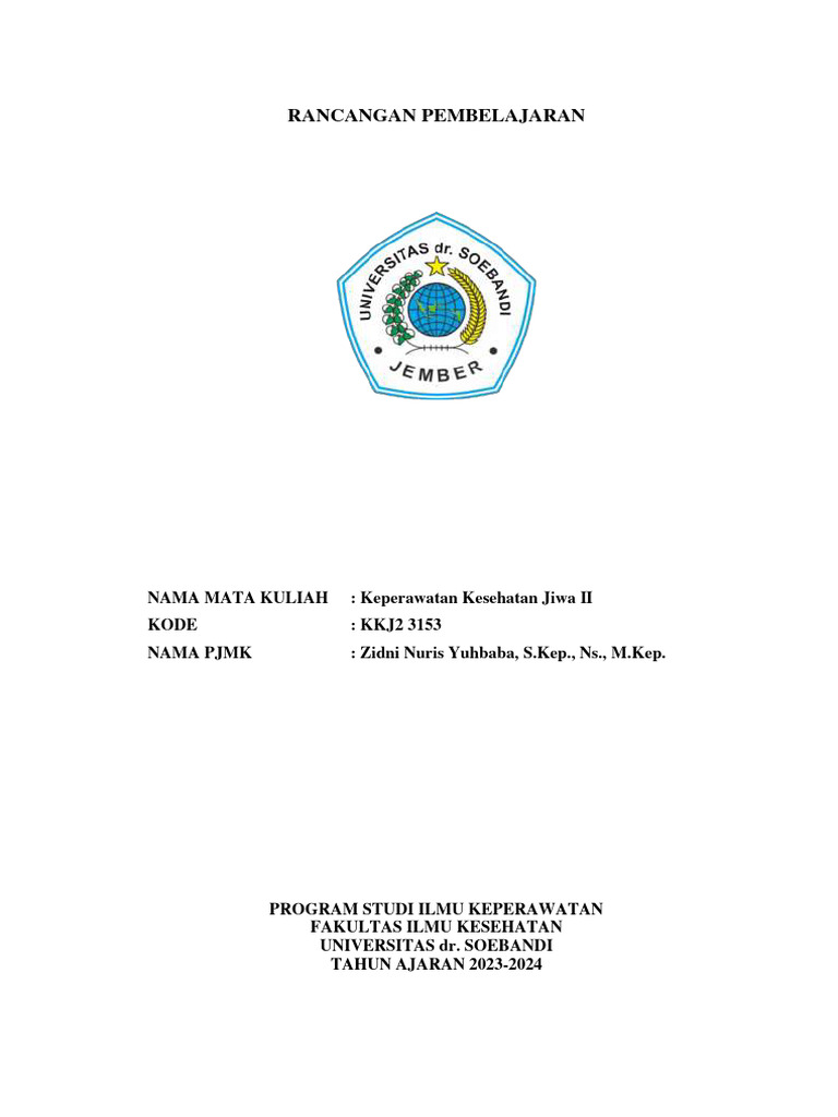 Rps Keperawtaan Kesehatan Jiwa 2 Ganjil 2023 2024 | PDF