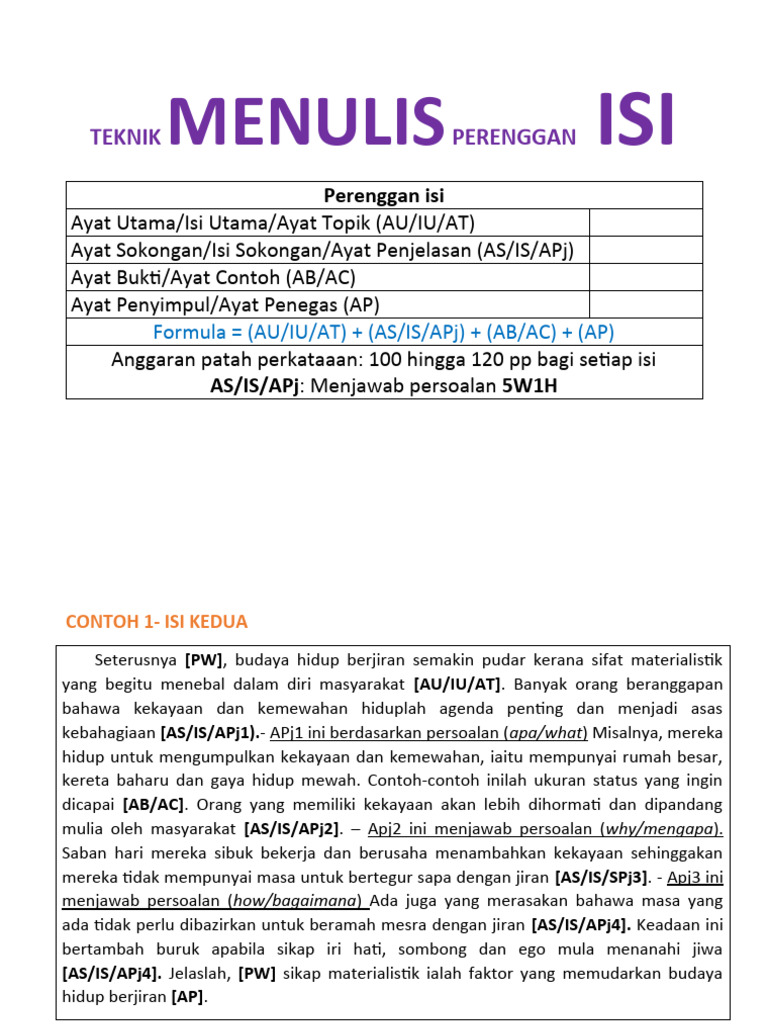 Teknik Menulis Perenggan Isi 210823 (Sem 1) | PDF