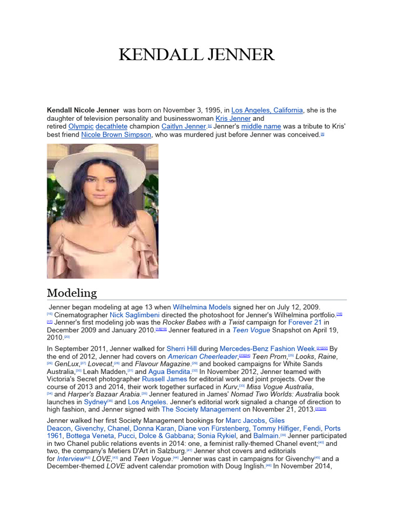Kendall Jenner | PDF | Social Science | Art