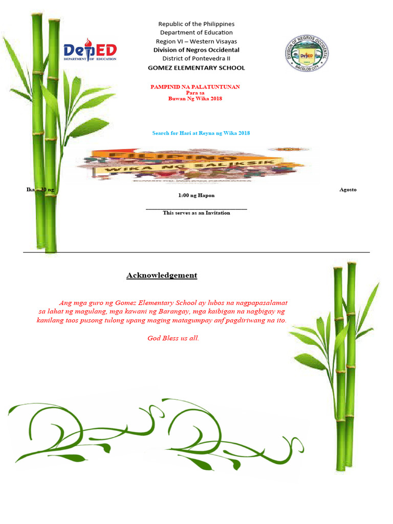 2018 Buwan NG Wika Program Cover Page | PDF