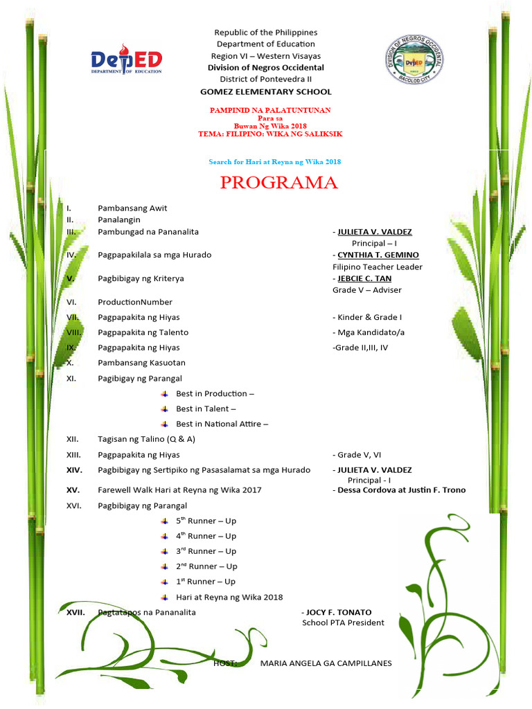 2018 Buwan NG Wika Program | PDF
