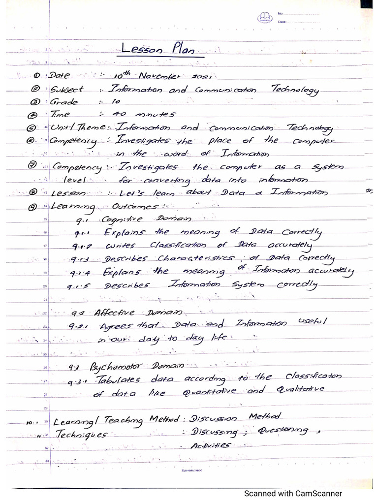 Lesson Plan - Data and Information | PDF