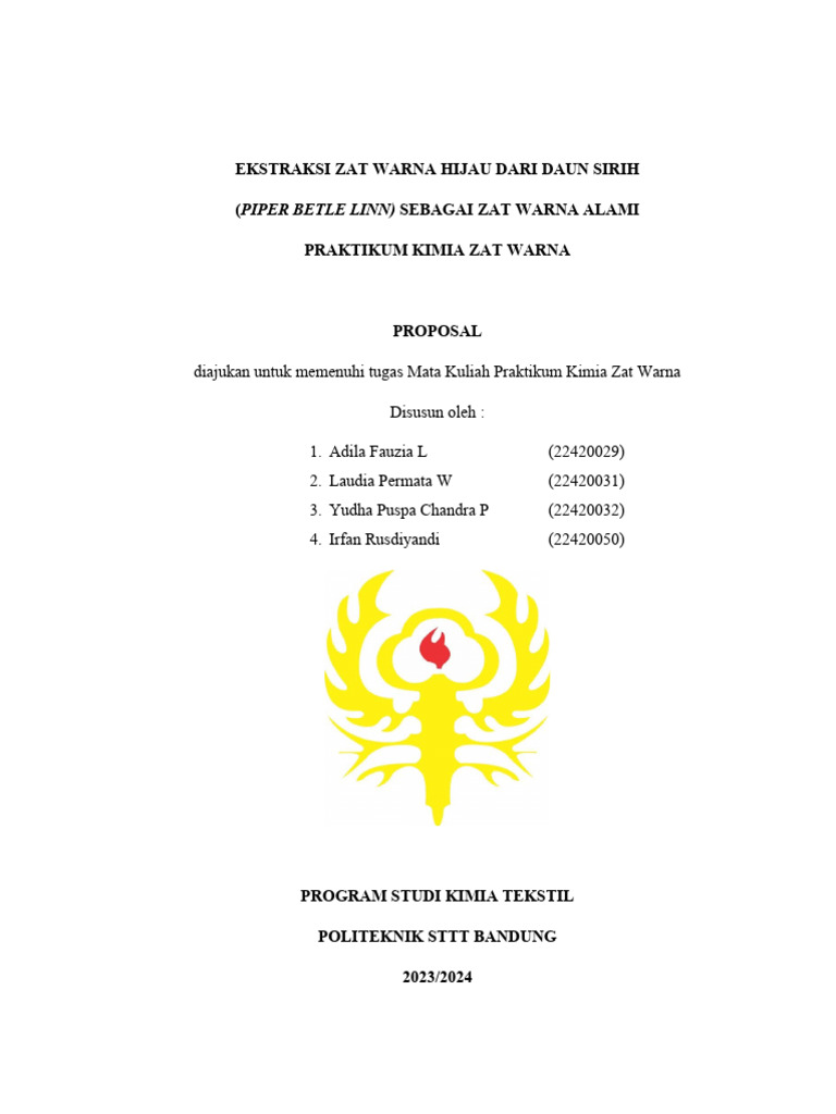 PROPOSAL Prak Kimia Zat Warna | PDF