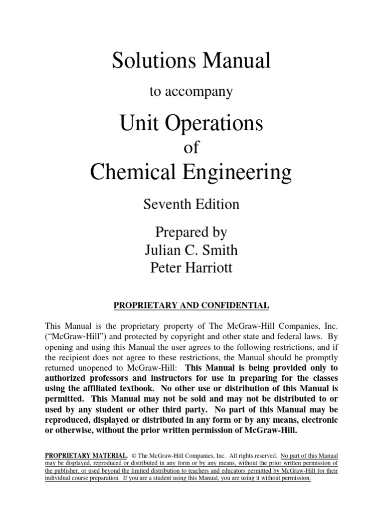 (Solutions) Unit Operations of Chemical Engineering, 7th Edition | PDF (Solutions) Unit Operations of Chemical Engineering, 7th Edition | PDF