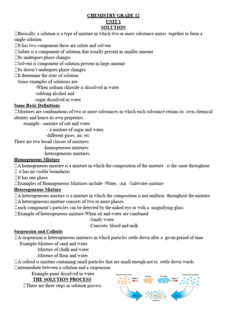 CHEMISTRY GRADE 12 Unit 1 | PDF