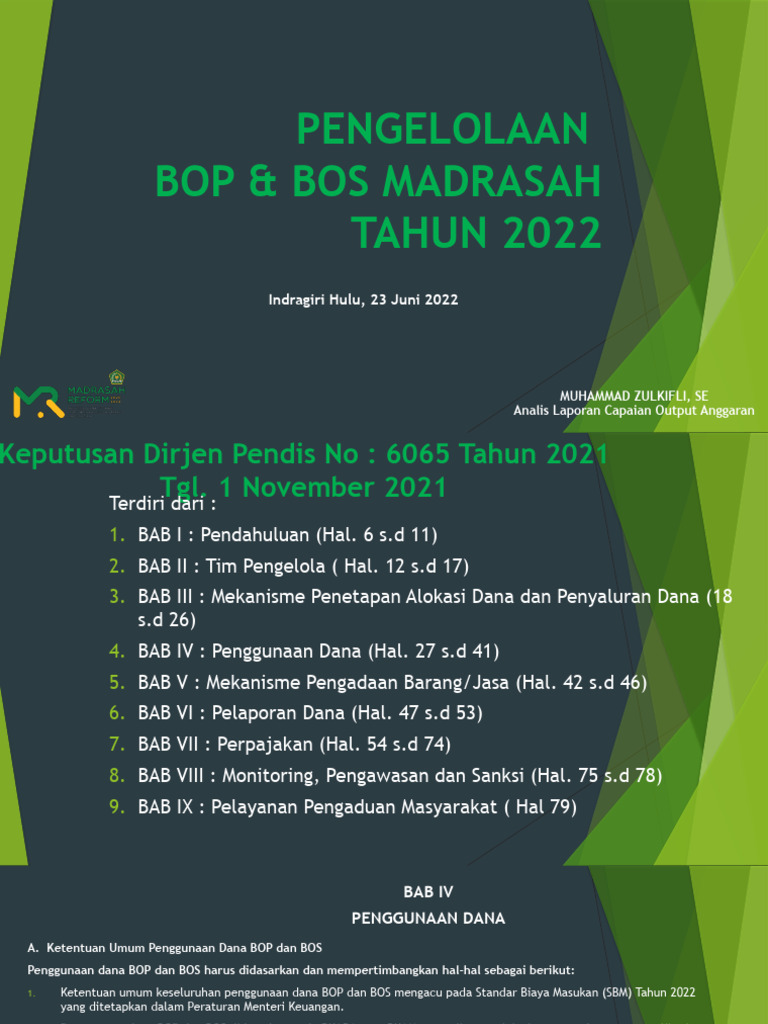Materi Pengelolaan BOP Dan BOS 2022 | PDF
