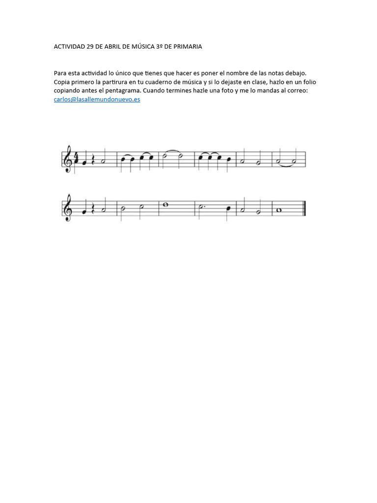 Actividad de Música 3º Primaria | PDF
