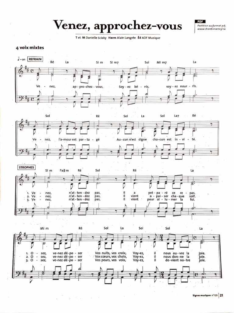 Venez Approchez Vous (Sciaky - Langrée) | PDF