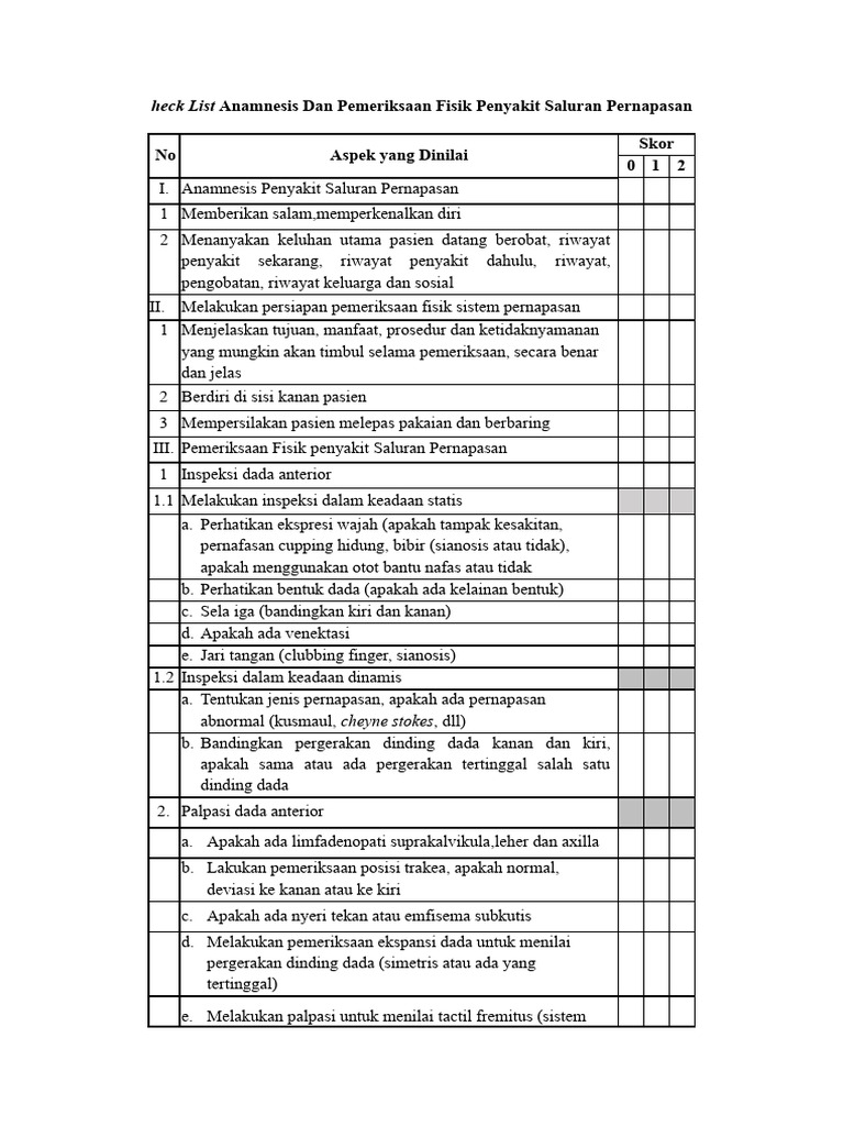 Checklist OSCE PF Dan Foto Toraks | PDF