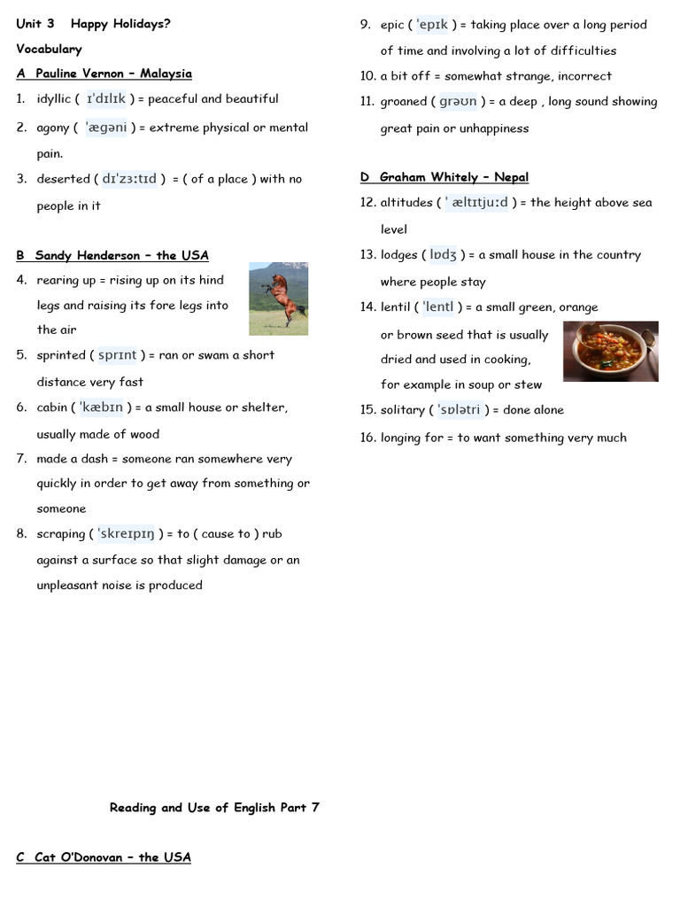 Reading and Use of English Part 7 Vocabulary | PDF
