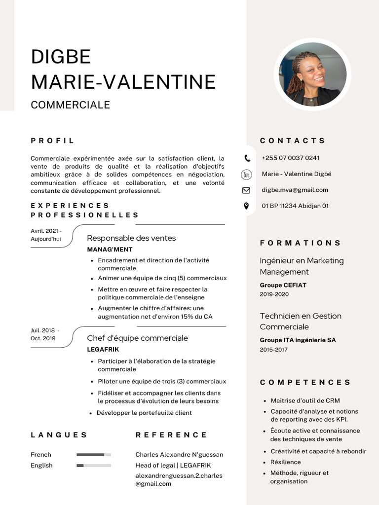 CV Valentine Commerciale | PDF