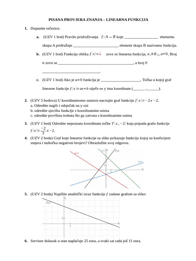 Linearna Funkcija HTT ISPIT | PDF