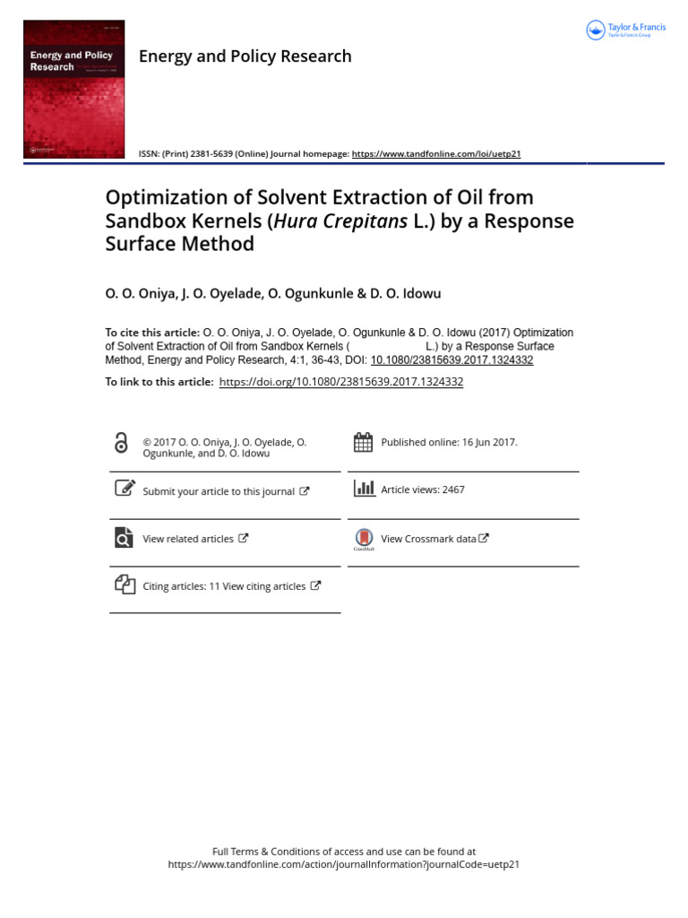 Biodiesel from Sandbox Seeds | PDF