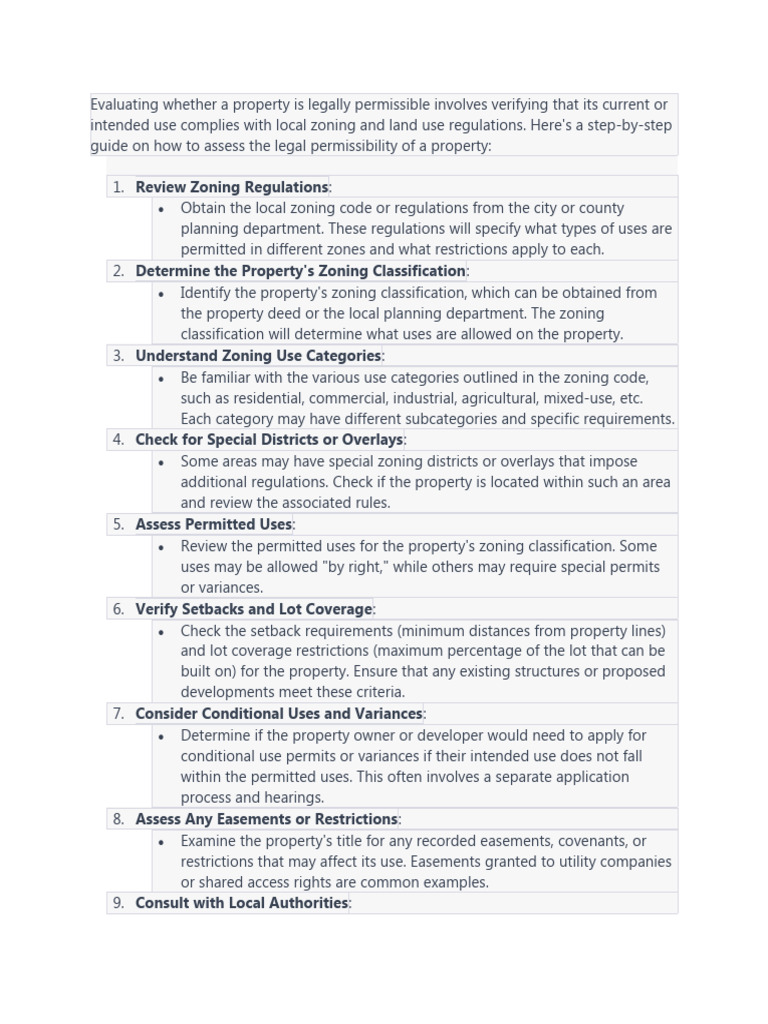 Real Estate Legally Permissible Report | PDF