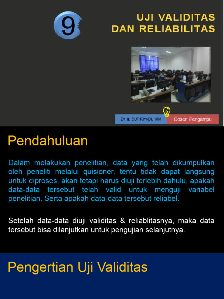 9 Uji Validitas Reliabilitas | PDF | Karier & Perkembangan