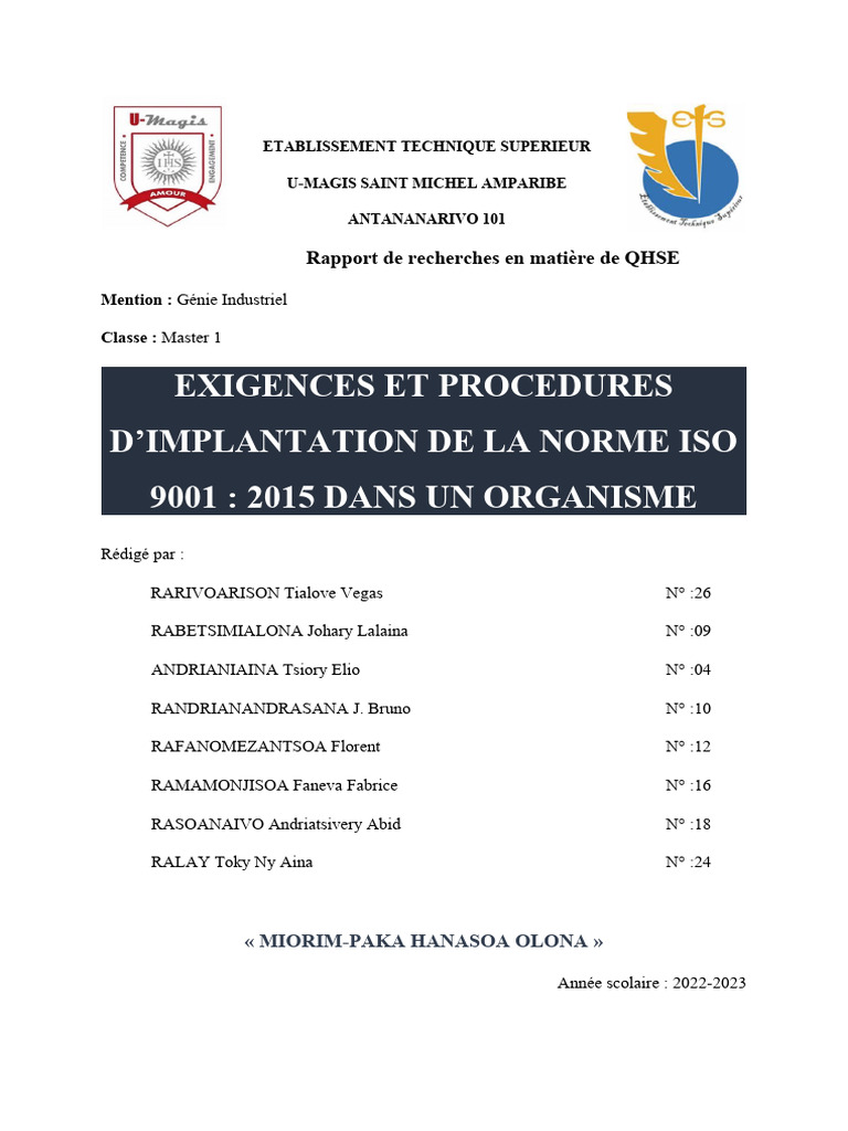 Qhse-Rapport Iso 9001 | PDF