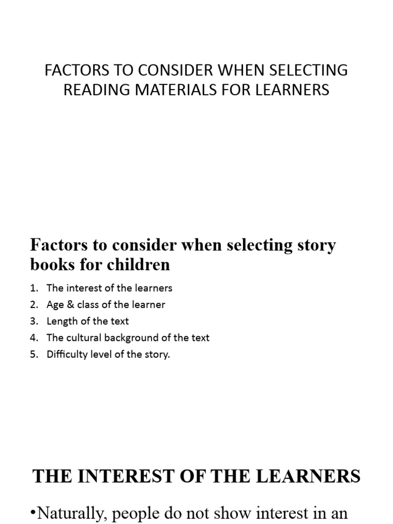 Selecting Suitable Reading Materials | PDF
