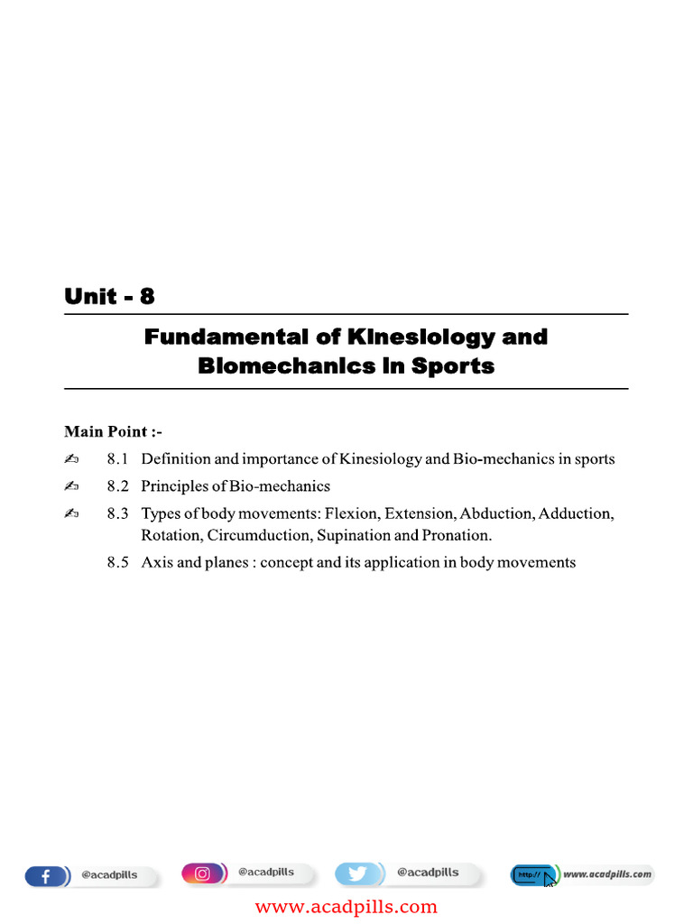Fundamentals of Kinesiology and Biomechanics in Sports | PDF