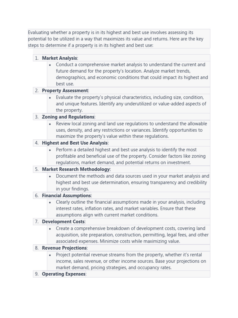 Highest and Best Use Property Analysis | PDF | Net Present Value ...