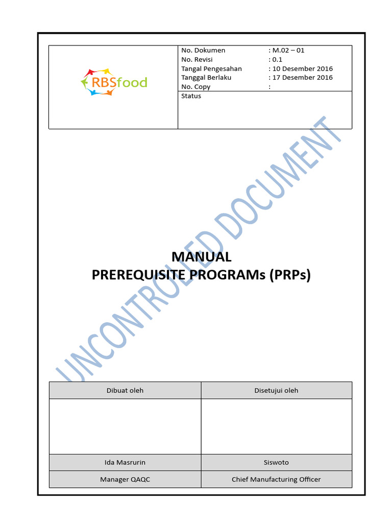 Manual PRP 0.1 Uncontrolled Document | PDF