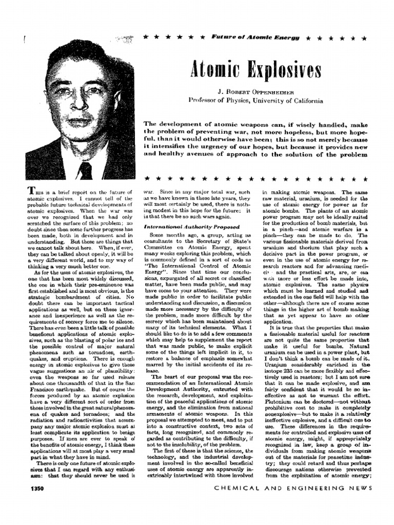 Oppenheimer, Robert - Atomic Explosives (1946) | PDF