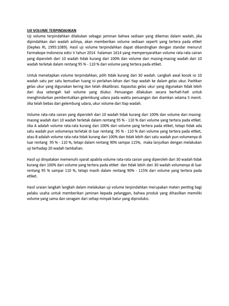 Uji Volume Terpindahkan | PDF