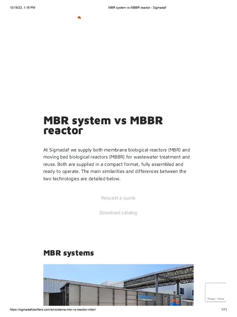 MBR System Vs MBBR Reactor - Sigmadaf | PDF