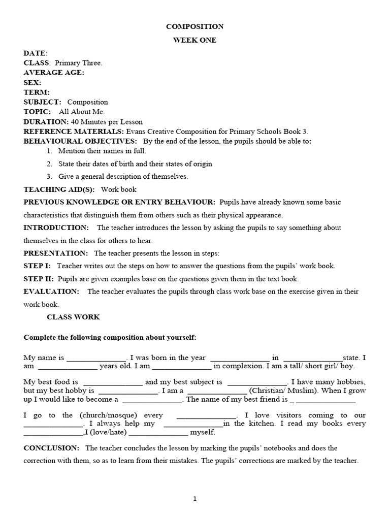 Composition | PDF | Teachers | Classroom
