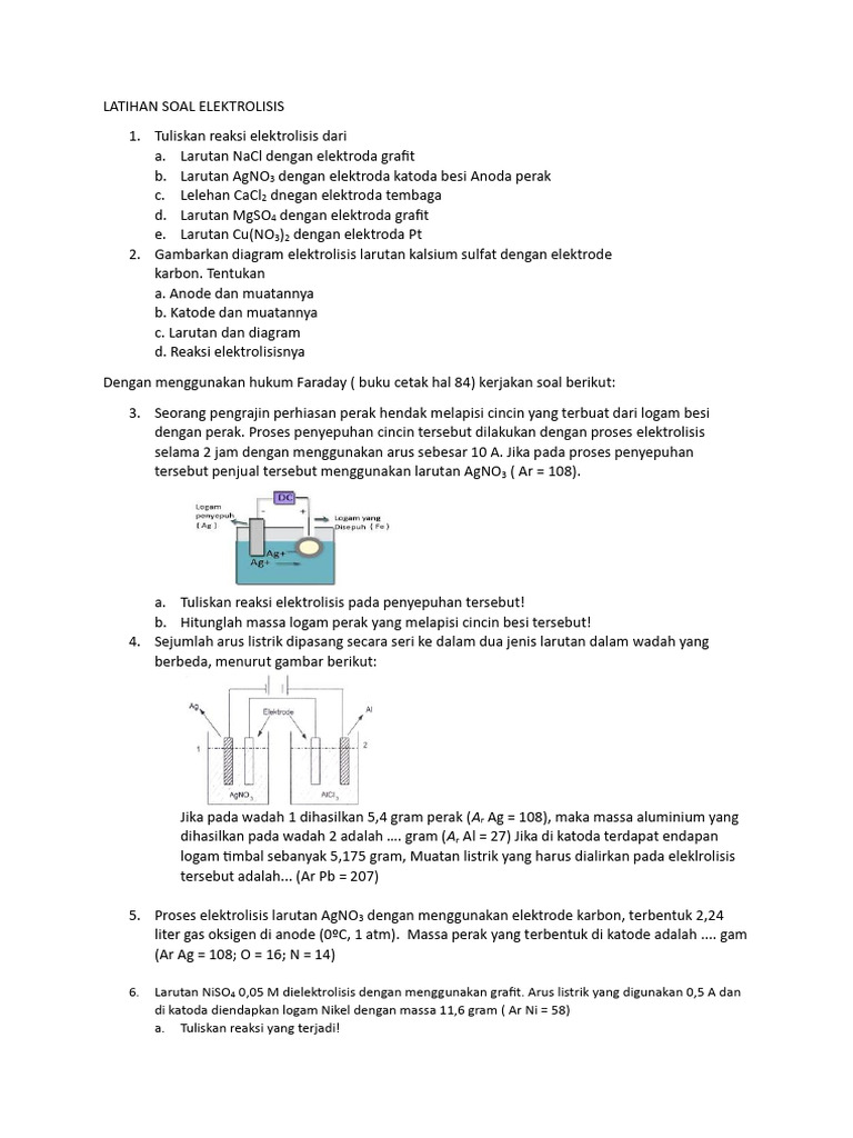 Latihan Soal Elektrolisis 2 | PDF | Sains & Matematika