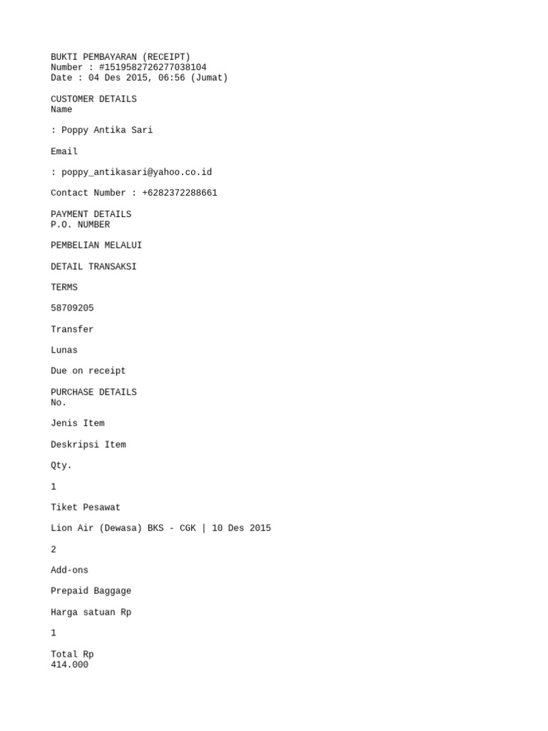 Receipt Traveloka | PDF