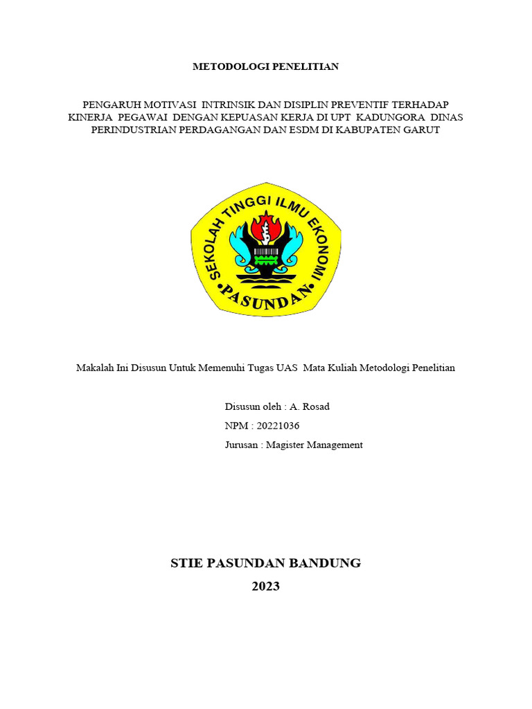 Tugas Uas Semester 2 Metodologi Penelitian | PDF | Karier & Perkembangan