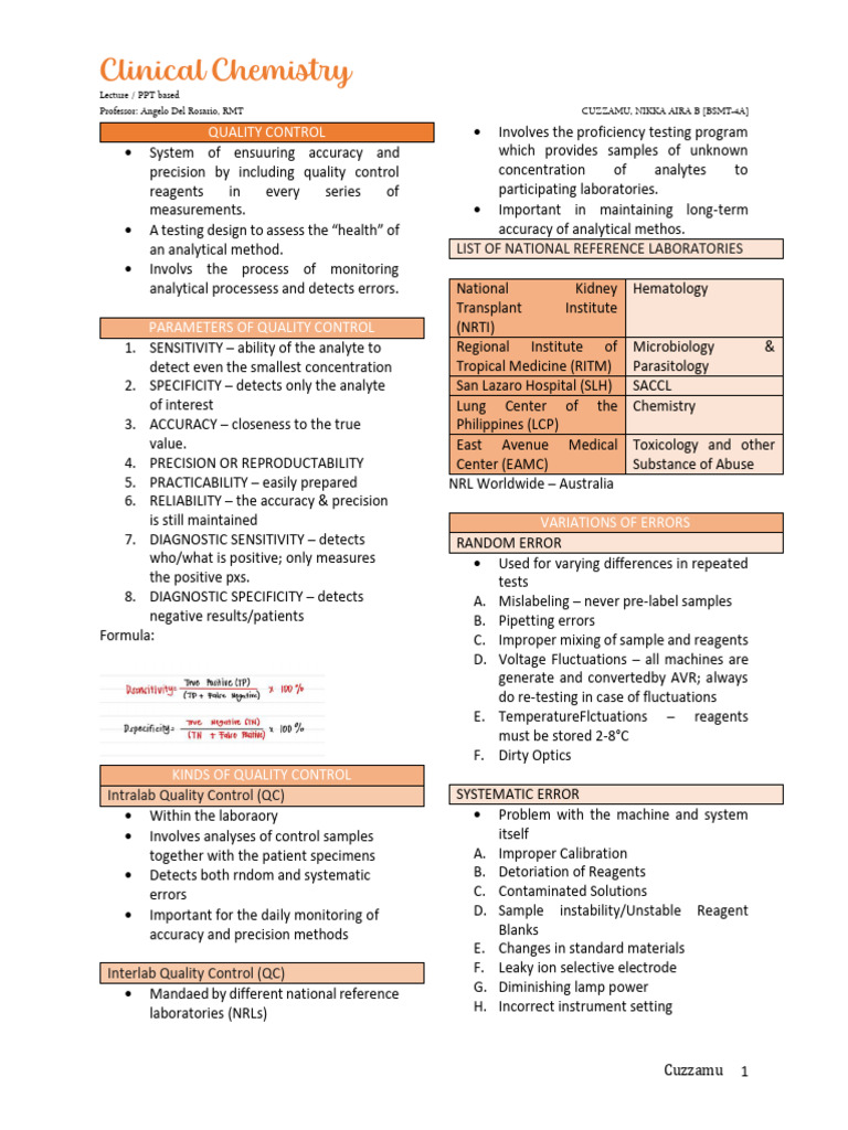 CLINICAL CHEMISTRY TRANS Part 1 | PDF