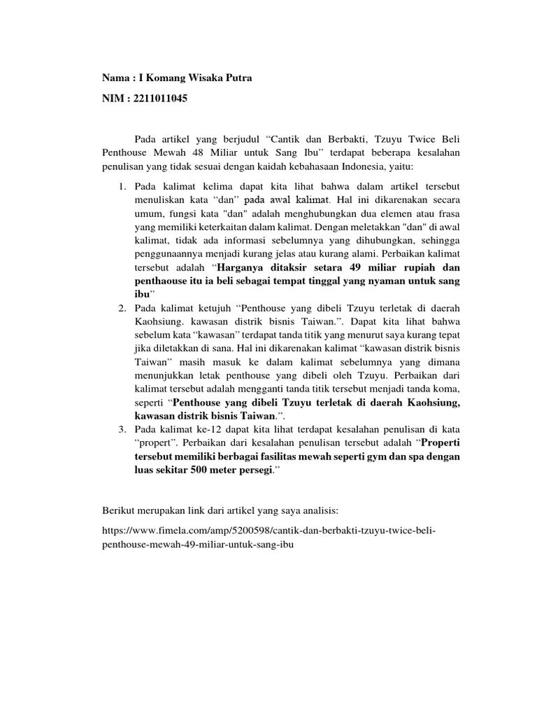 Analisis Artikel - I Komang Wisaka Putra 045 | PDF