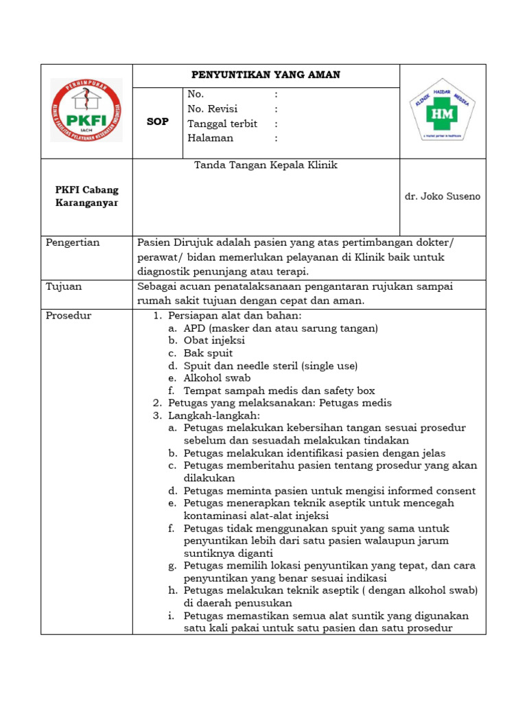 PMKP 3.5 Sop Penyuntikan Yang Aman | PDF