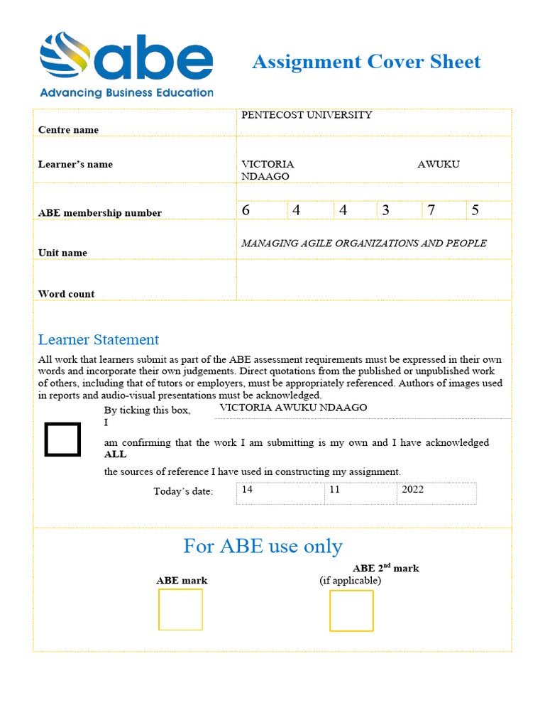 Assignment Cover Sheet Template | PDF