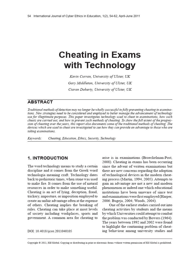 I J Cee Cheating | PDF | Text Messaging | Academic Dishonesty