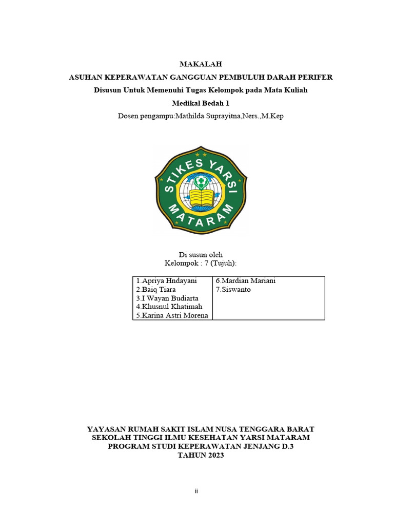 Makalah ASKEP Gangguan Pembuluh Darah Periver KMB 1 Kel.7 | PDF